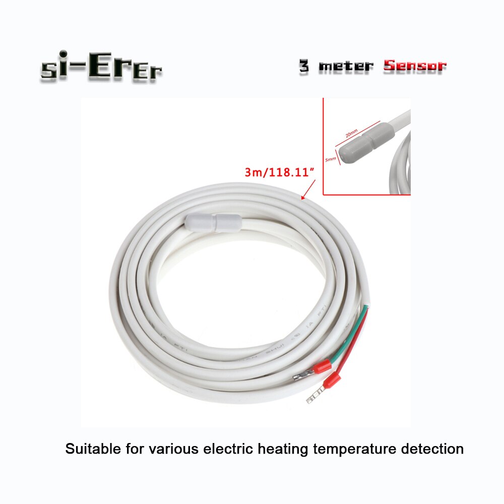 Black /white 3m cable indoor floor heating sensorw... – Vicedeal