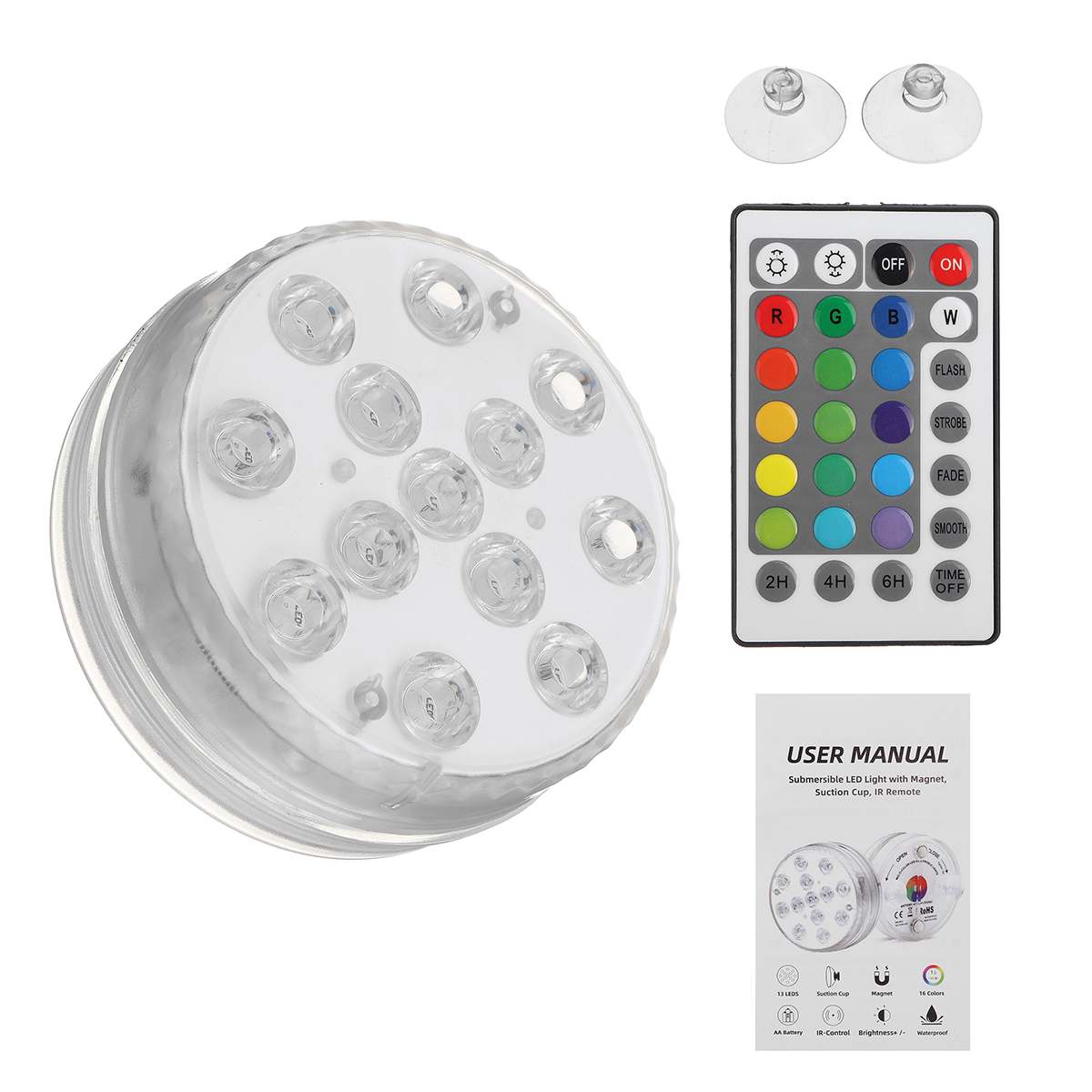 13 led fjernstyret rgb nedsænket led lys batteridr... – Vicedeal