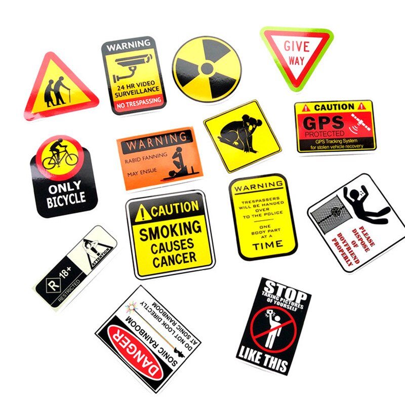 50 PCS Vinyl Car Sticker Warning Traffic Signs Spo... – Grandado