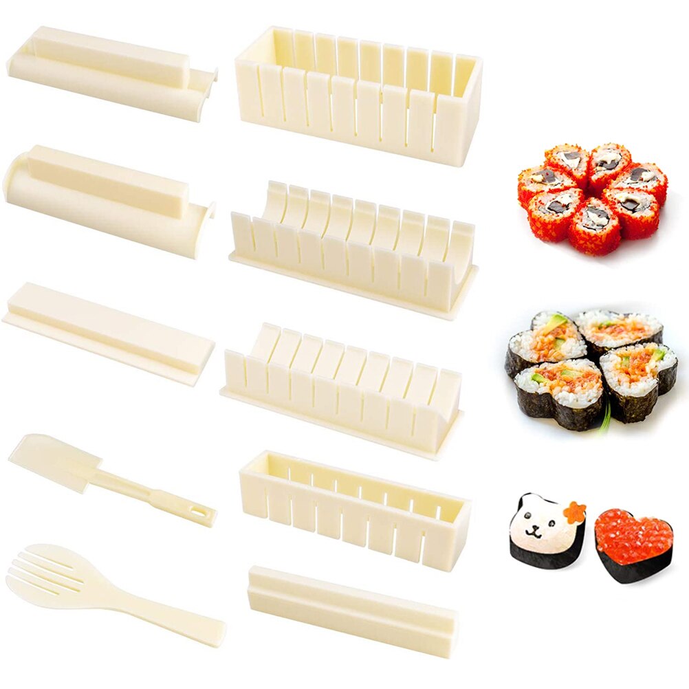 10pcs/set Sushi Maker Kit Plastic Sushi Molds Bazo... – Grandado
