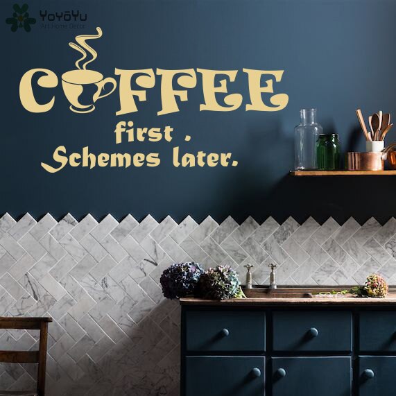 Coffee Shop Wall Decal Quotes Coffee First Schemes... – Grandado