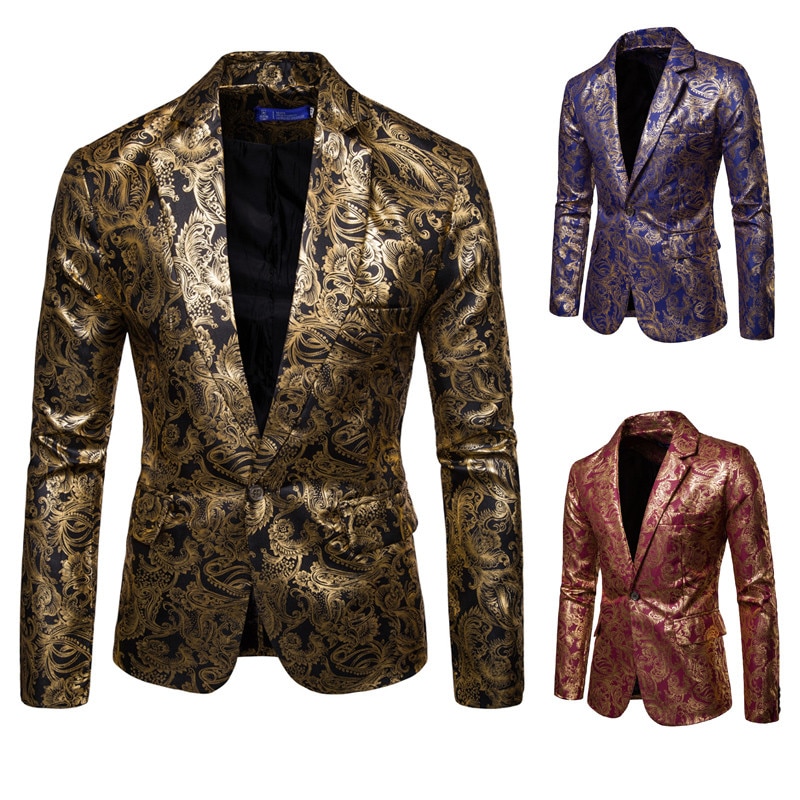 High-End Luxe Heren Golden Bloemen Blazers Busines... – Vicedeal