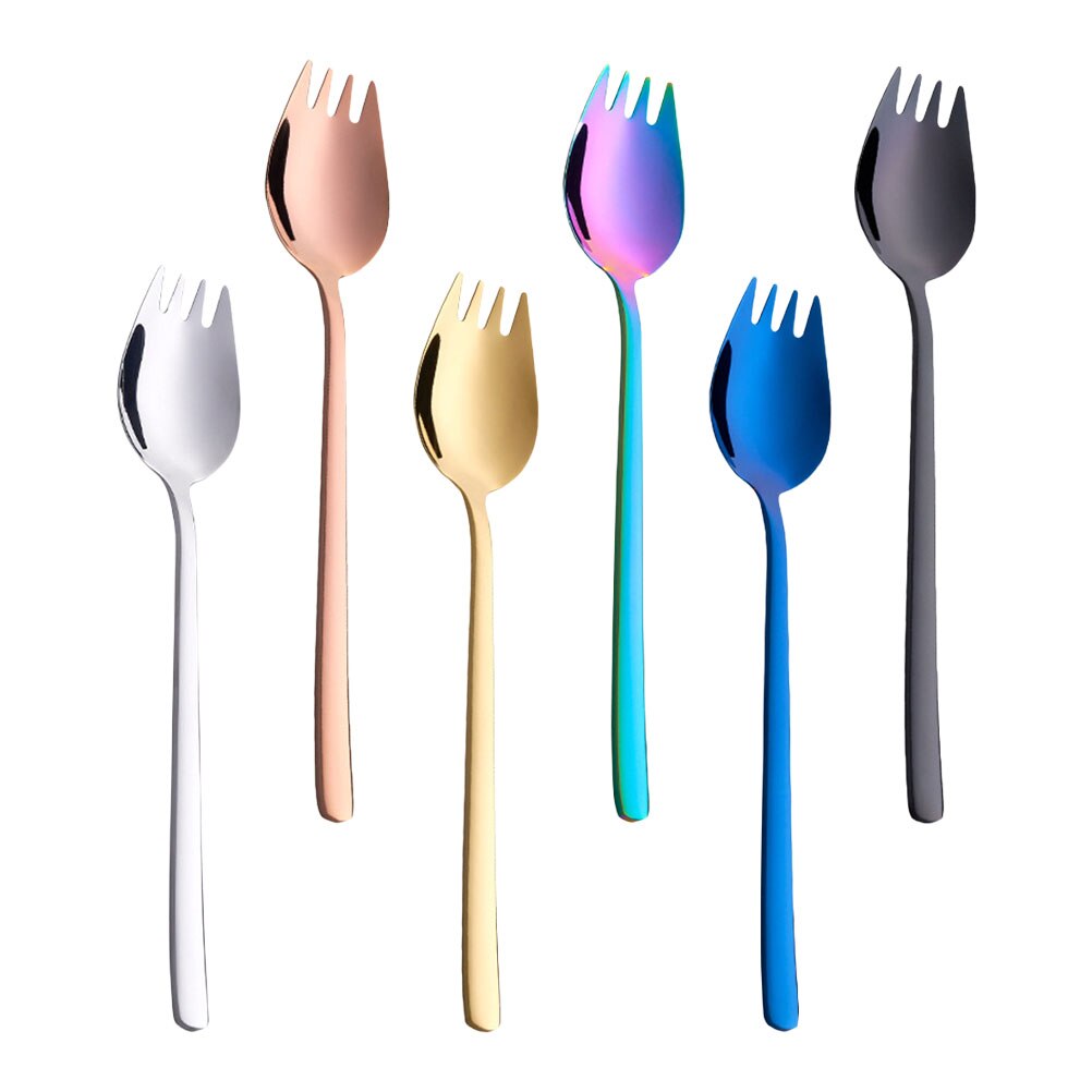 6pcs 2-in-1 Dinner Fork Soup Spoon Stainless Steel... – Grandado