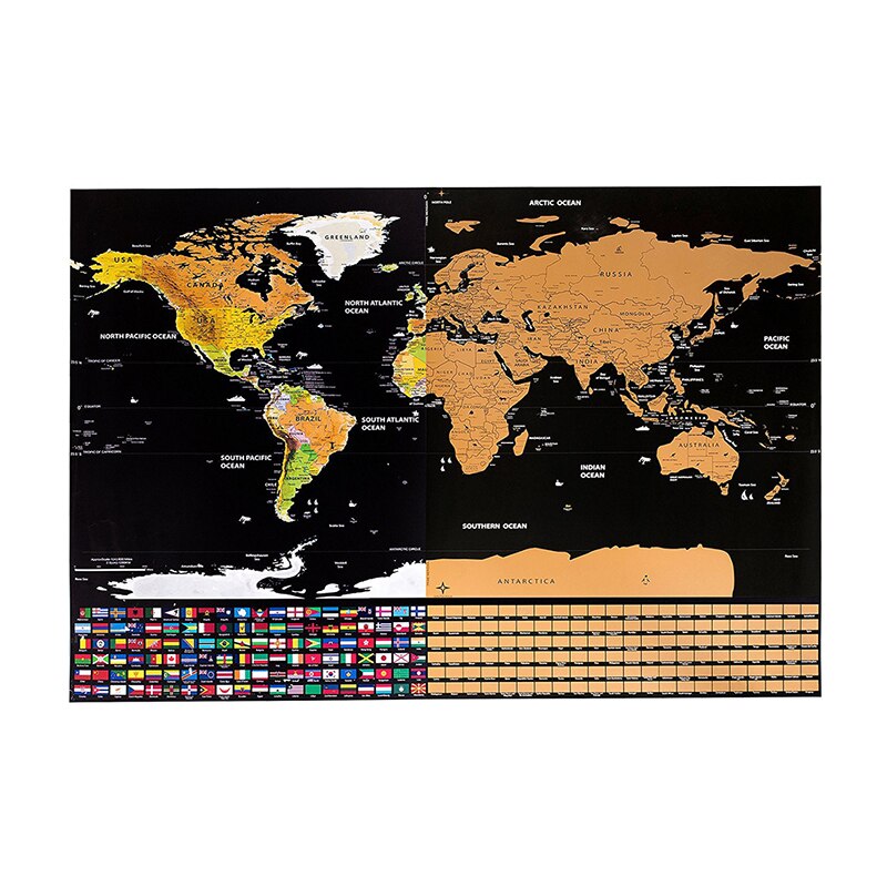 1 Pcs of erasable flag world map 40*30cm black gol... – Vicedeal