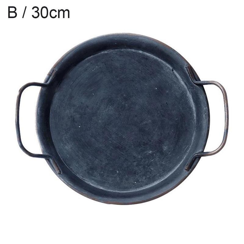 1Pcs Retro Metal Plate With Handle Handcrafted Rou... – Grandado