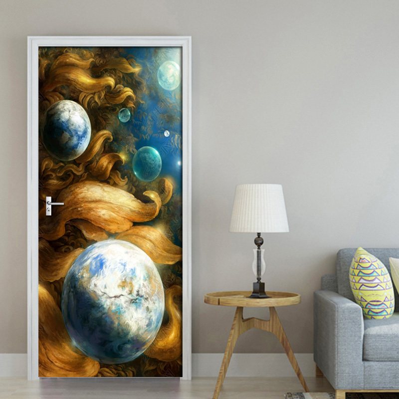 Planet Decoration Earth Door Stickers Living Room ... – Grandado