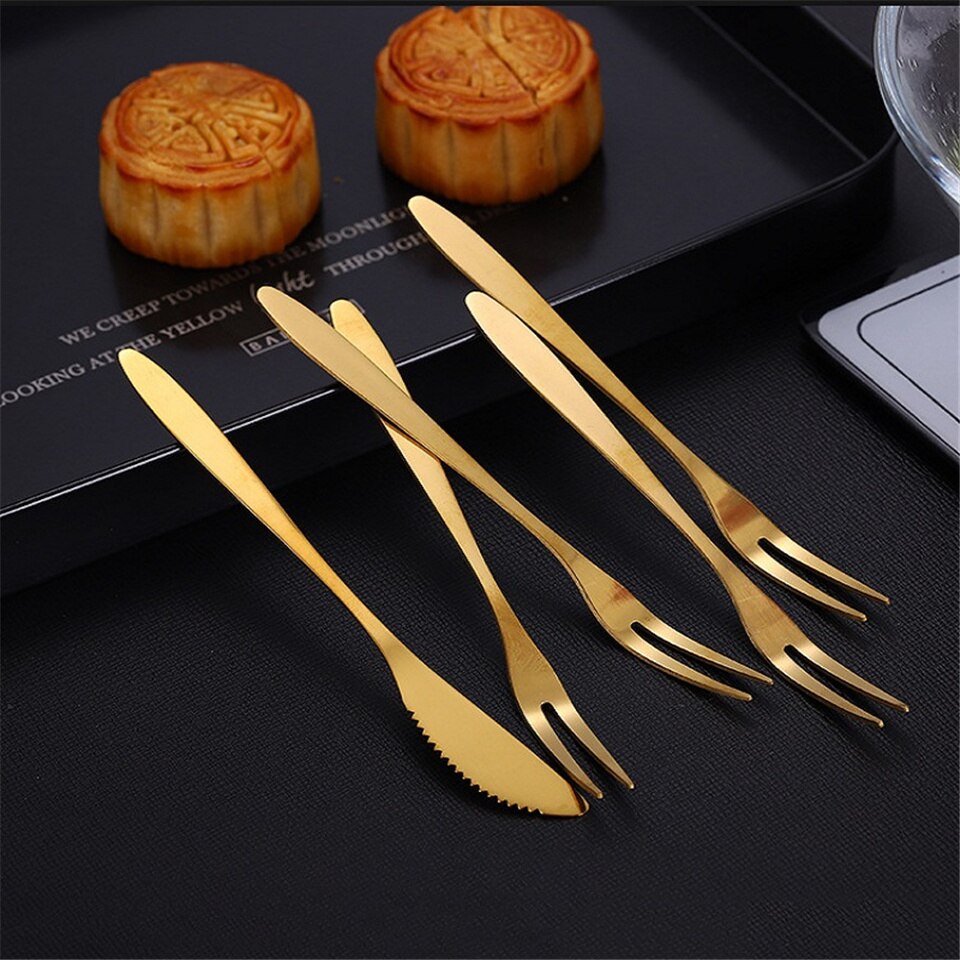 304 Stainless Steel Tableware Fruit Fork Set Two T... – Vicedeal