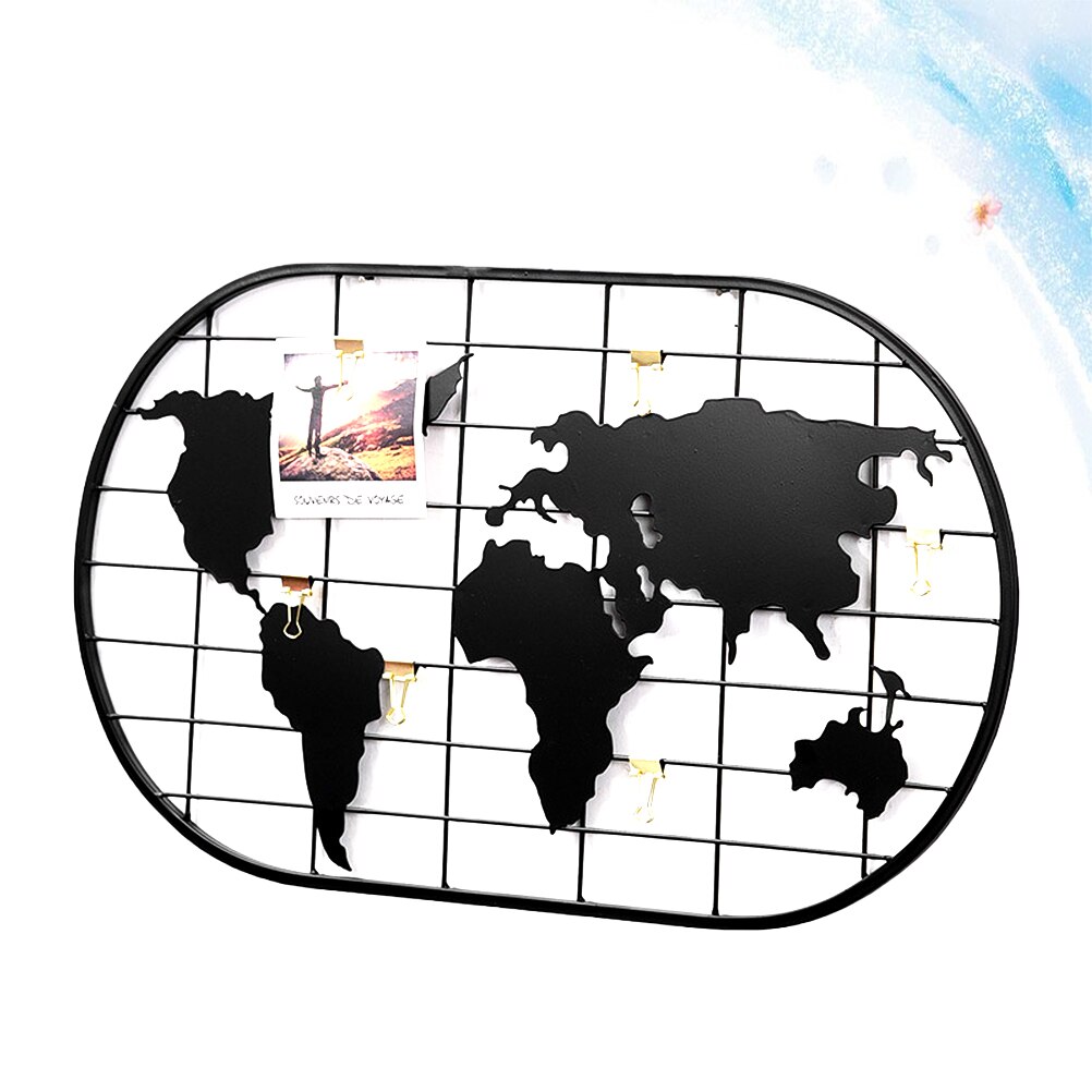 world map Wall Photos Nordic Metal Mesh Grid DIY P... – Grandado