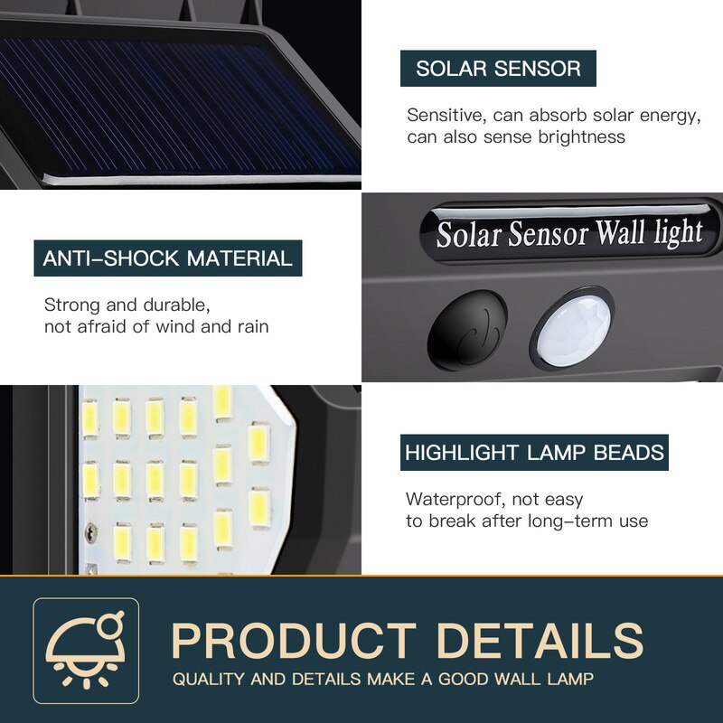 Solar Led Light Outdoor 144 100 Led Solar Lamp Pir... – Vicedeal