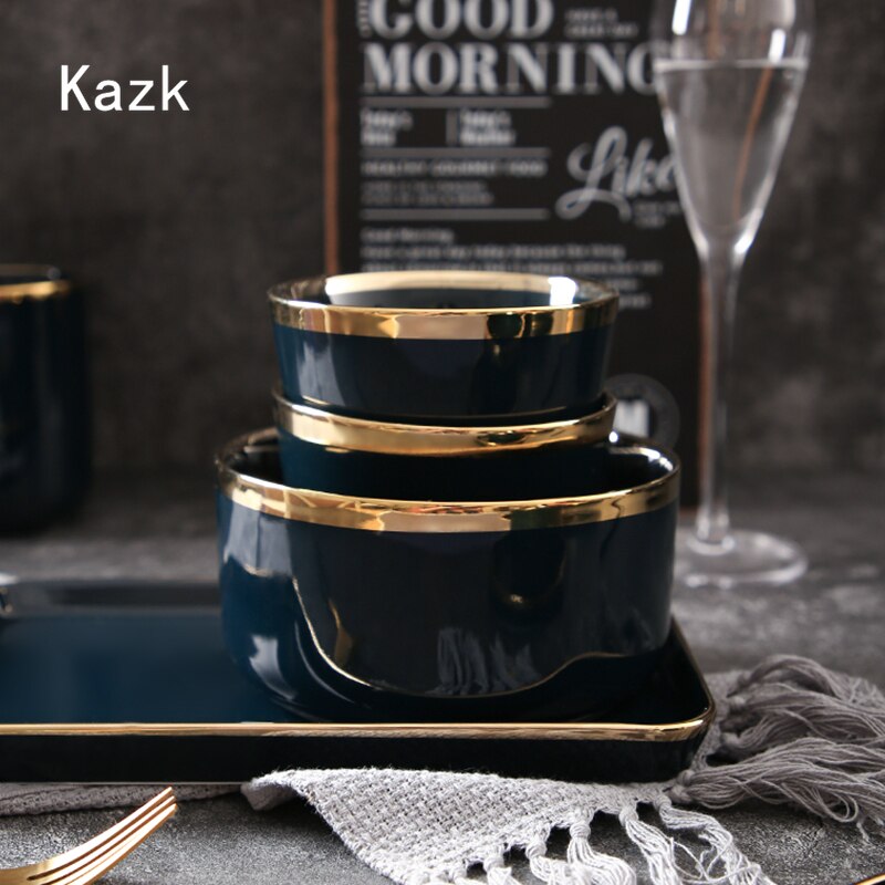 Nordic Golden Stroke Ceramic Plate Hotel Table Dec... – Grandado