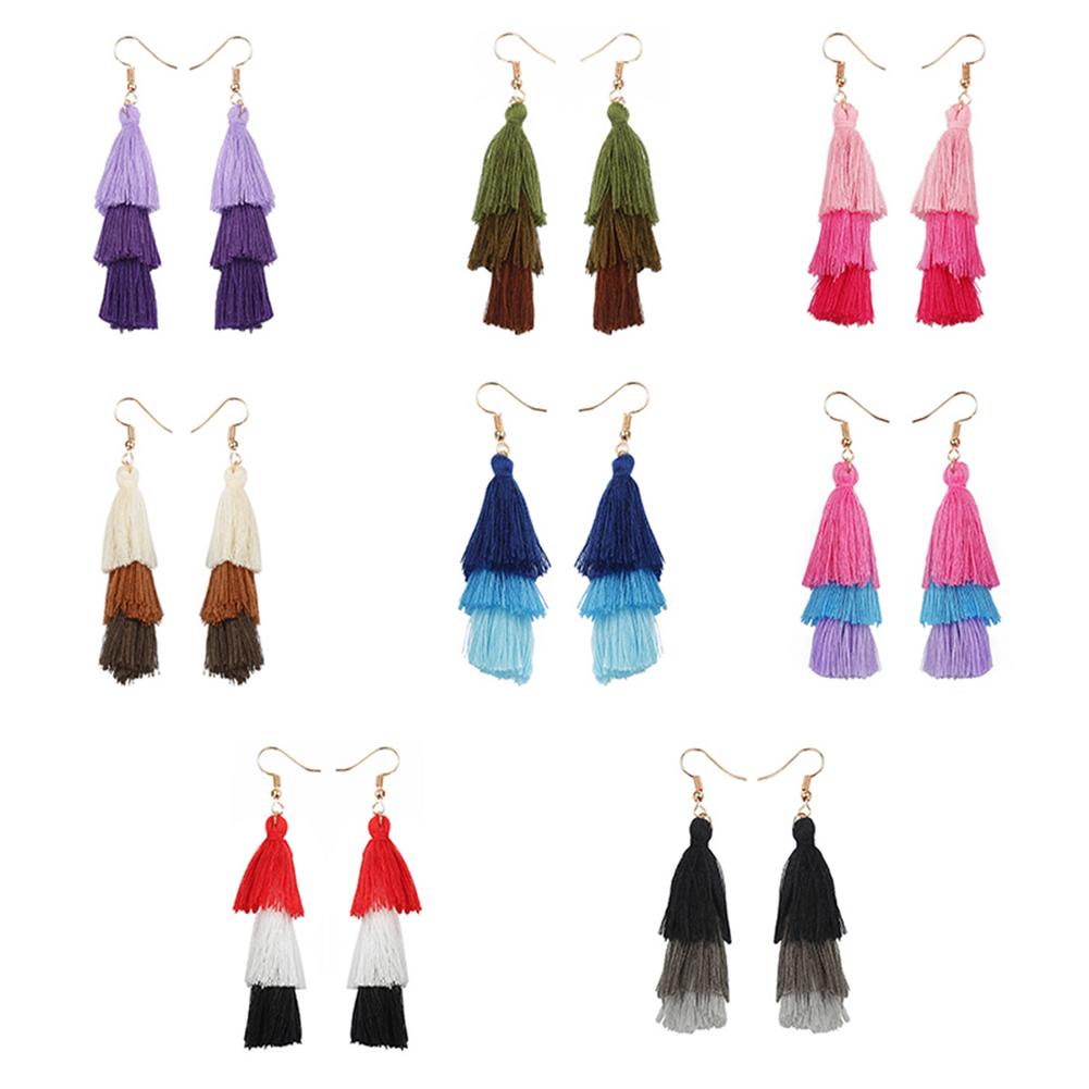Layered Tassel Earrings Gradient Color Dangle Earr... – Vicedeal
