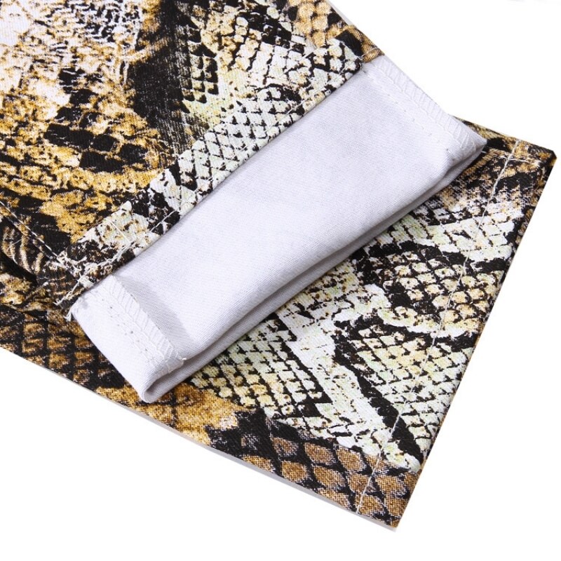 Printed Snake Skin Stretch Skinny Jeans Men Street... – Grandado