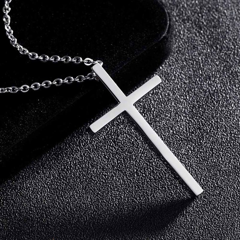 Titanium Steel Cross Pendant Necklace For Men Wome... – Grandado