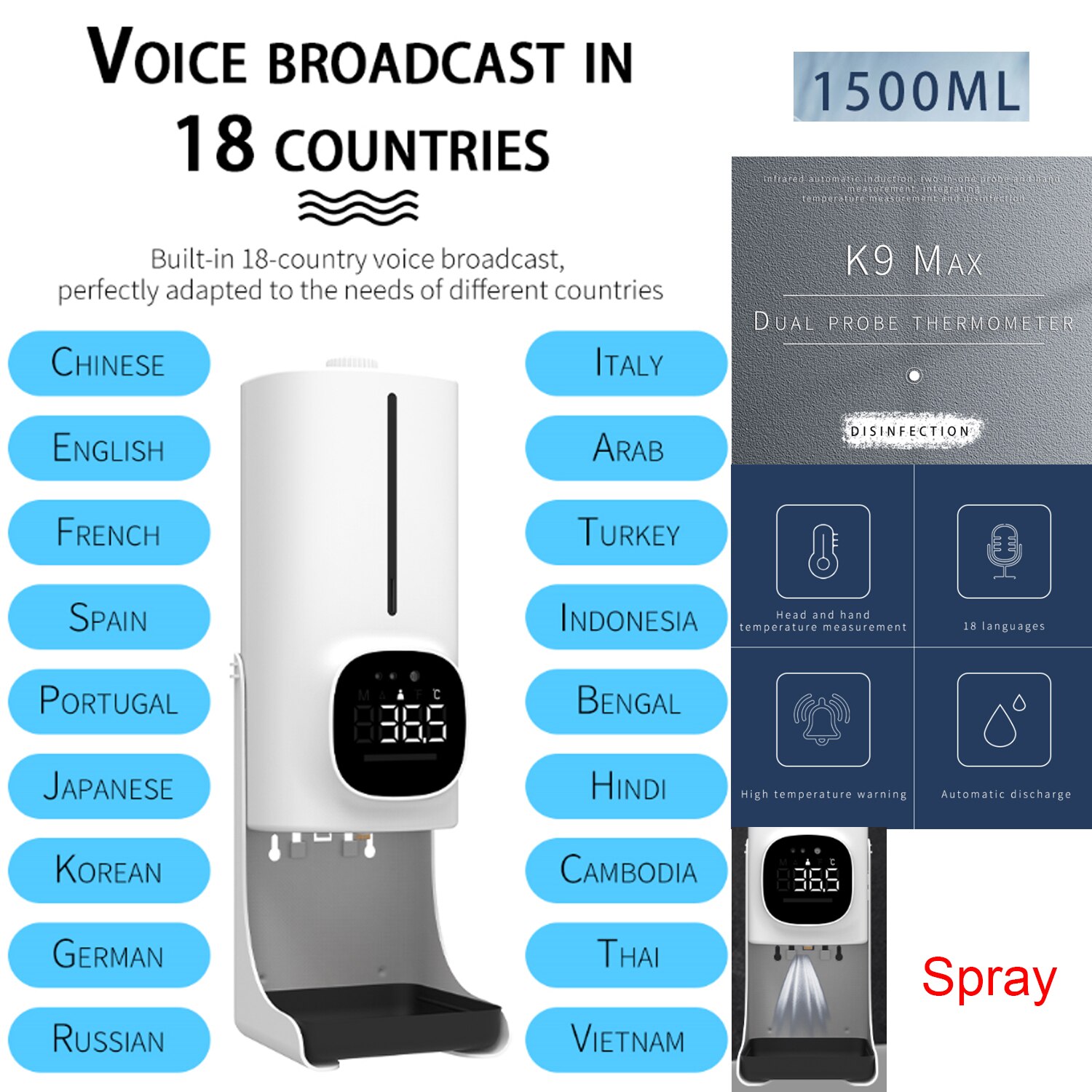 Q7MAX Automatic Liquid Soap Dispenser Smart Sensor... – Grandado