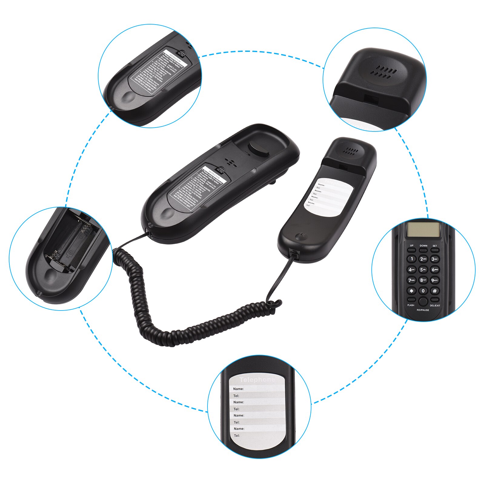 Corded Phone Desk Landline Fixed Telephone Wall Mo... – Grandado