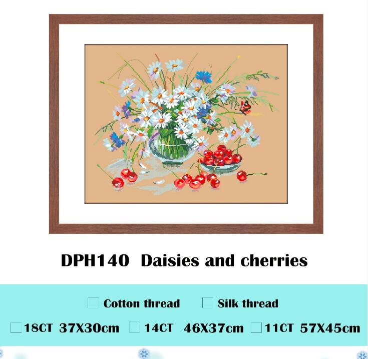 Madeliefjes En Kersen Kruissteek Sets Aida Stof 18... – Grandado