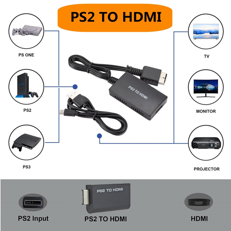PS2 Naar Hdmi-Compatibel Converter Adapter Hd Link... – Vicedeal