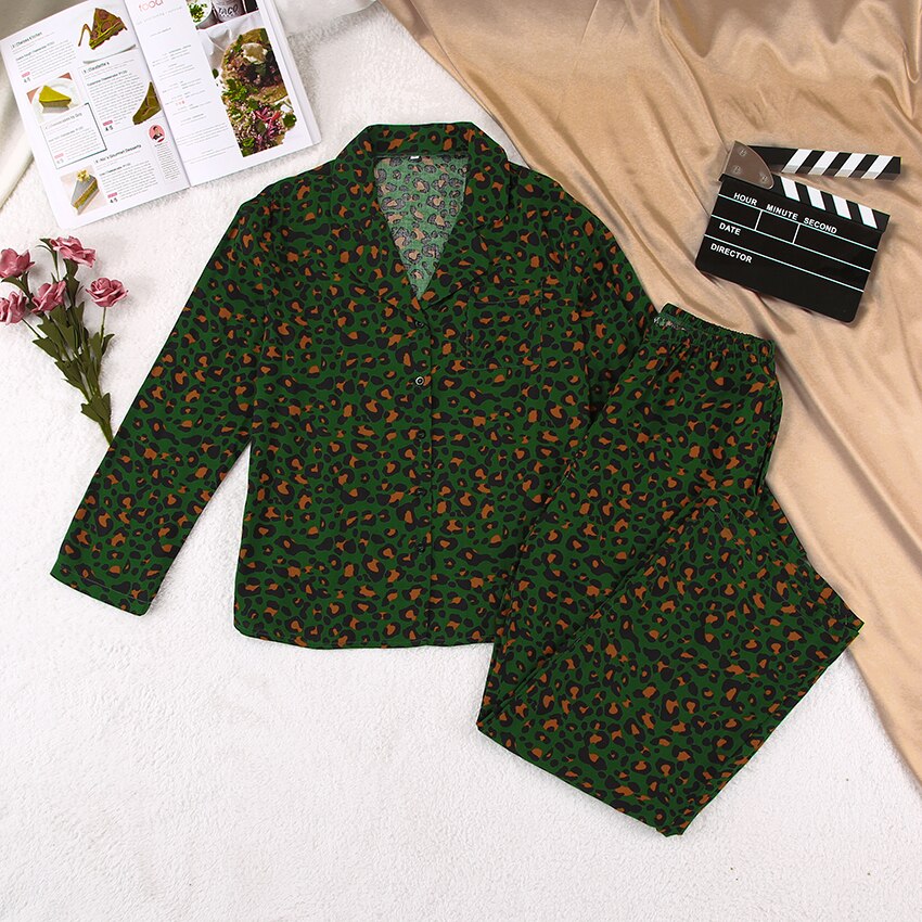 Hiloc Leopard Pajamas For Women Sleepwear Print Lo... – Grandado