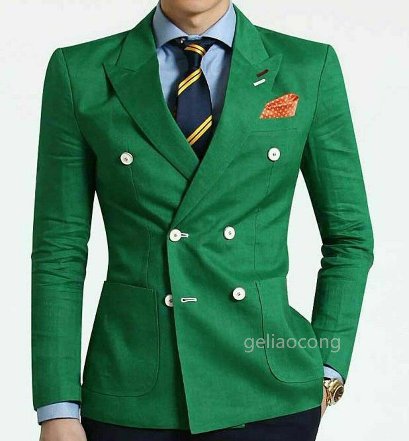 Peaked Lapel Designs Green Man Wedding Suits Man G... – Grandado