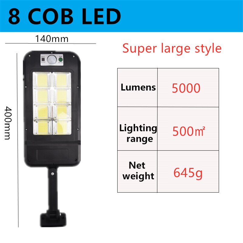 8 COB Motion Detection solar street light IP65 Wat... – Vicedeal