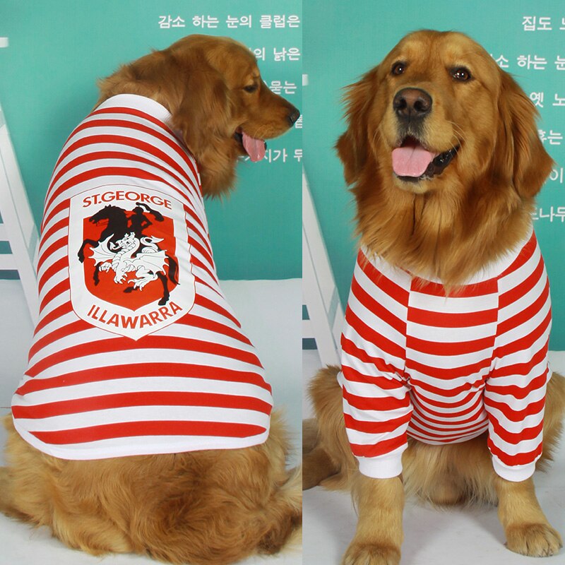 Spring Big Dog Clothes Two Feet Stretch Striped Do... – Vicedeal