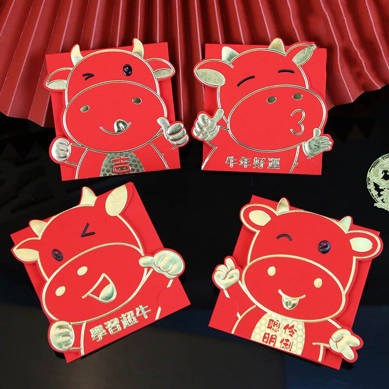 OX Chinese Year Cartoon Thick Paper Red Packet 16 ... – Grandado