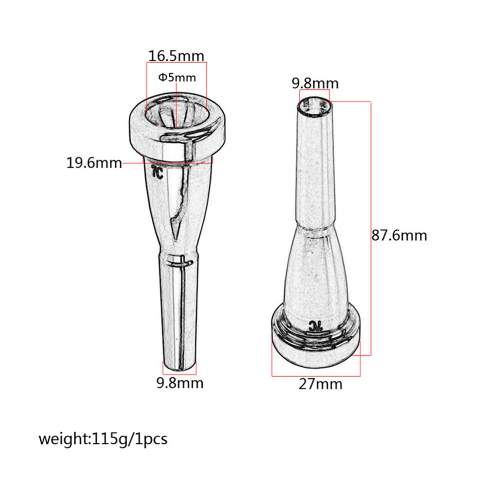 Professionele Trompet Mondstuk 7C Vergulde Metalen... – Grandado