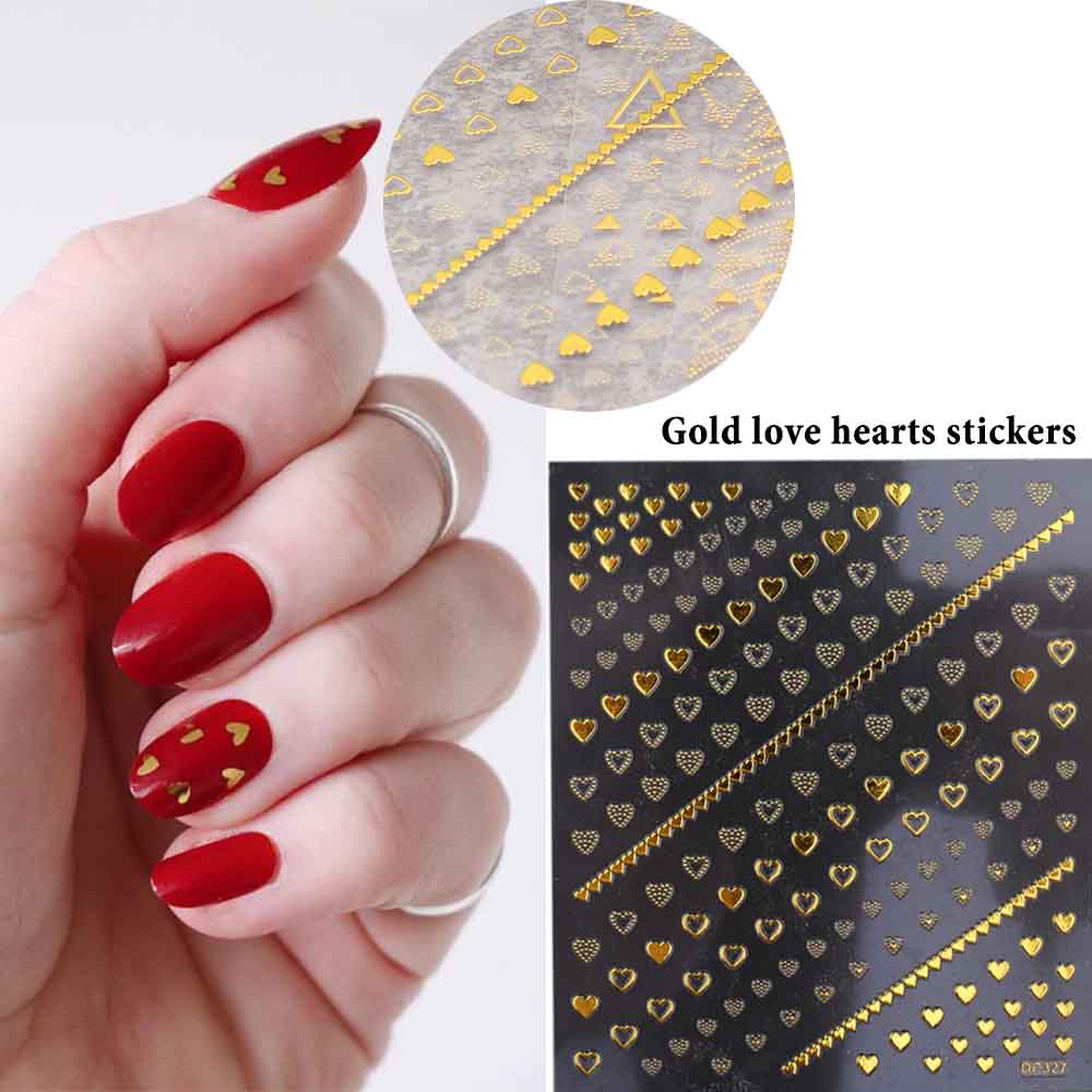 3D Geometric Nail Stickers Gold Triangle Letters B... – Grandado