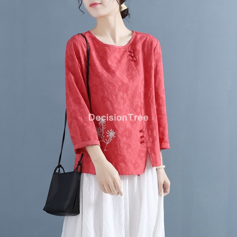 2022 womens chinese cheongsam shirt tops floral pr... – Grandado
