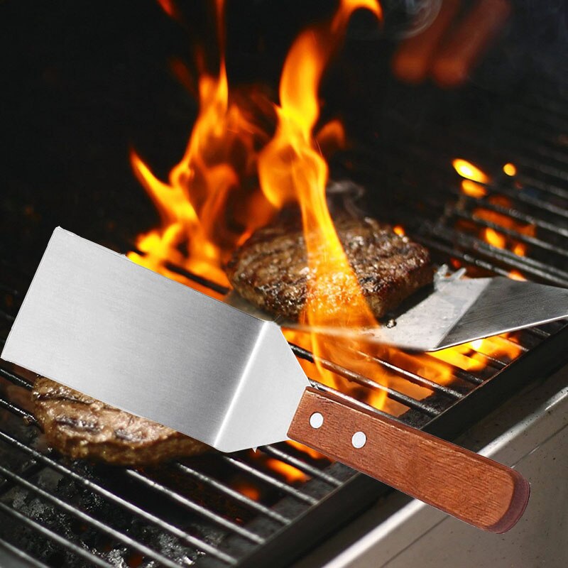 Keuken Spatel Houten Handvat Grill Turner Rvs Meta... – Grandado