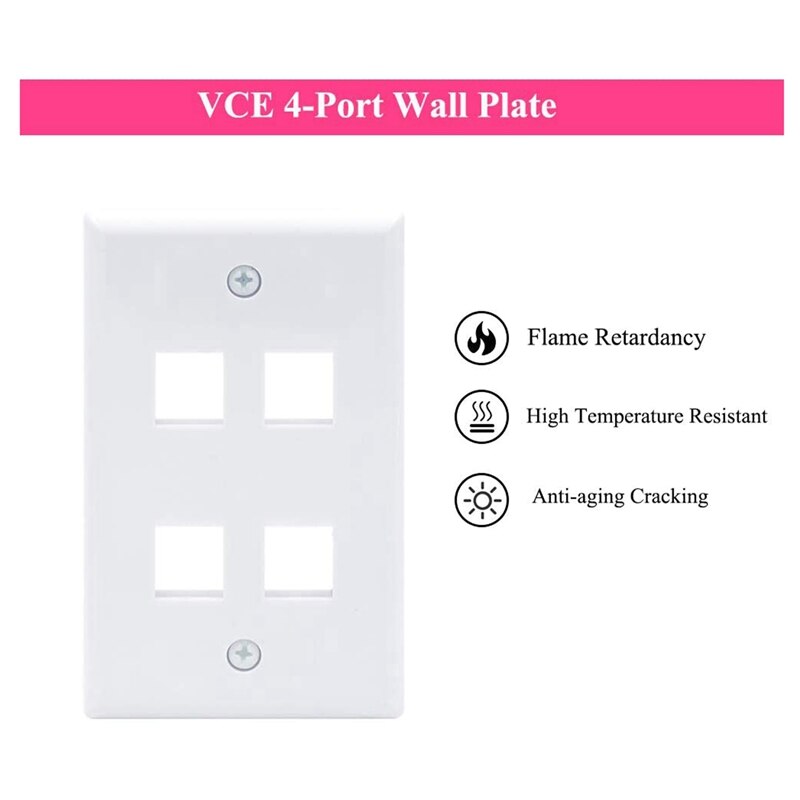 JHD-4 Port Keystone Wall Plate (10-Pack), Single G... – Grandado