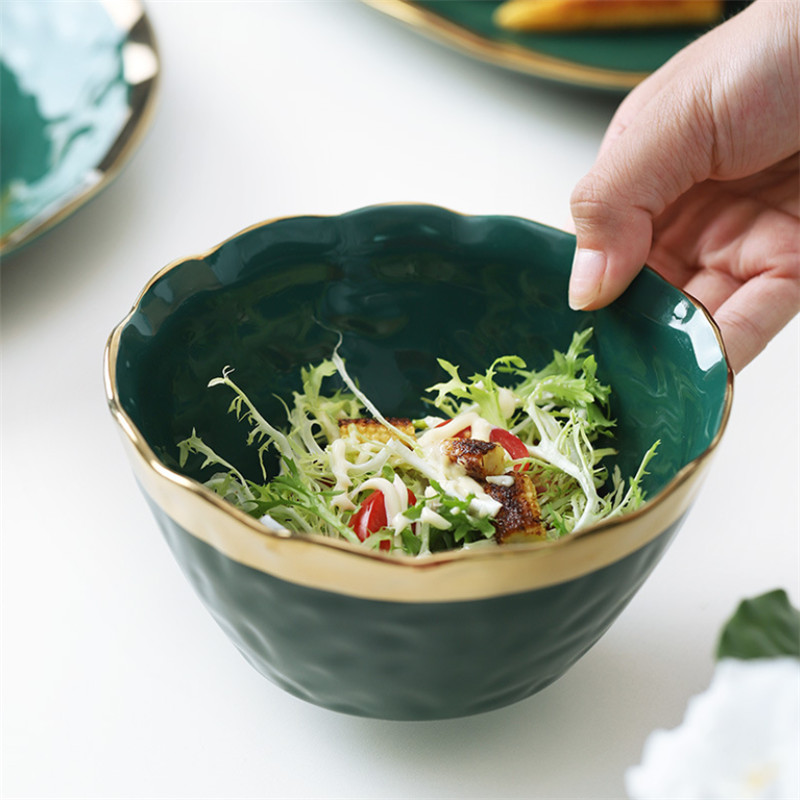 Ceramic Dark Green Glaze Dinner Plates Bone China ... – Grandado