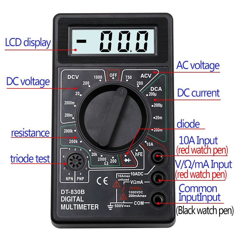 LCD Digital Multimeter AC DC 750 1000V Digital Min... – Grandado