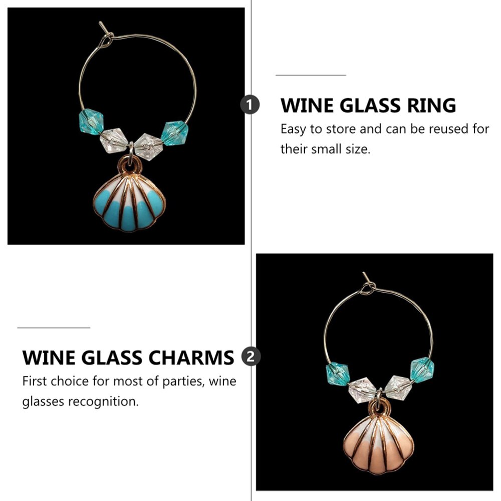 6Pcs Shell Hanger Glas Ringen Identificeren Label ... – Grandado