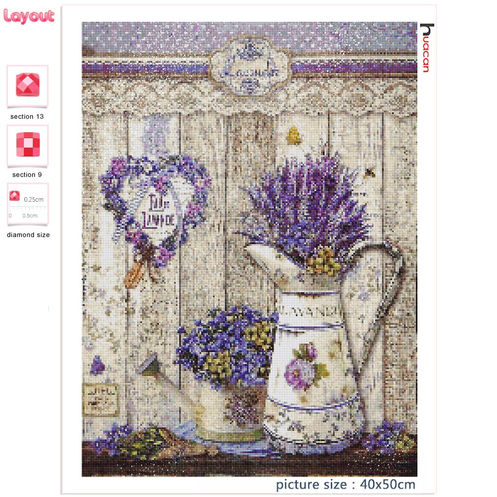 Huacan Diamond Painting Flower 5d Diy Mosaic Laven... – Grandado