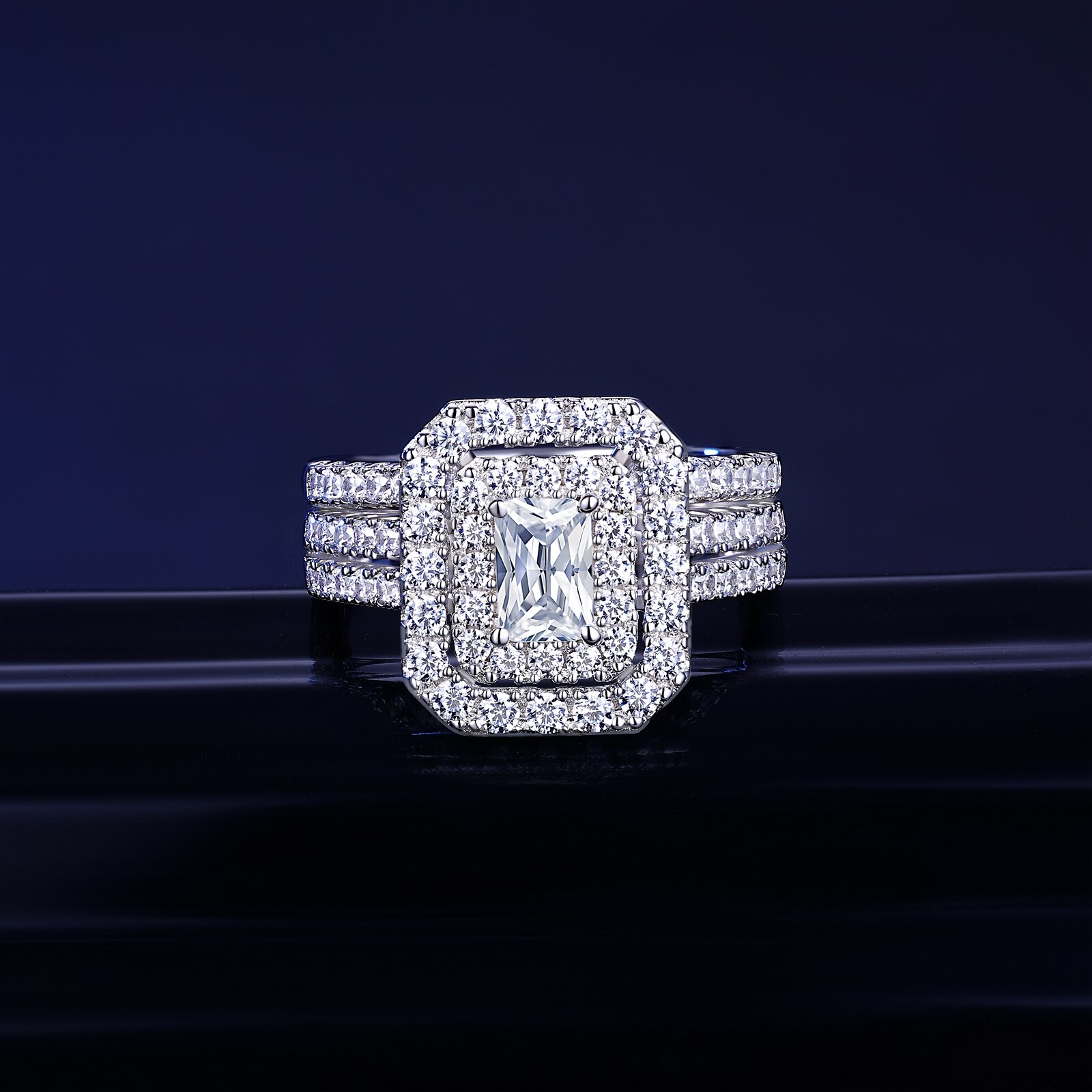 Newshe 2 Pieces 925 Sterling Silver Engagement Wed... – Grandado