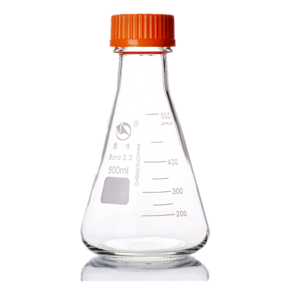 500ml,Glass Erlenmeyer Flask Yellow Plastic Screw ... – Vicedeal
