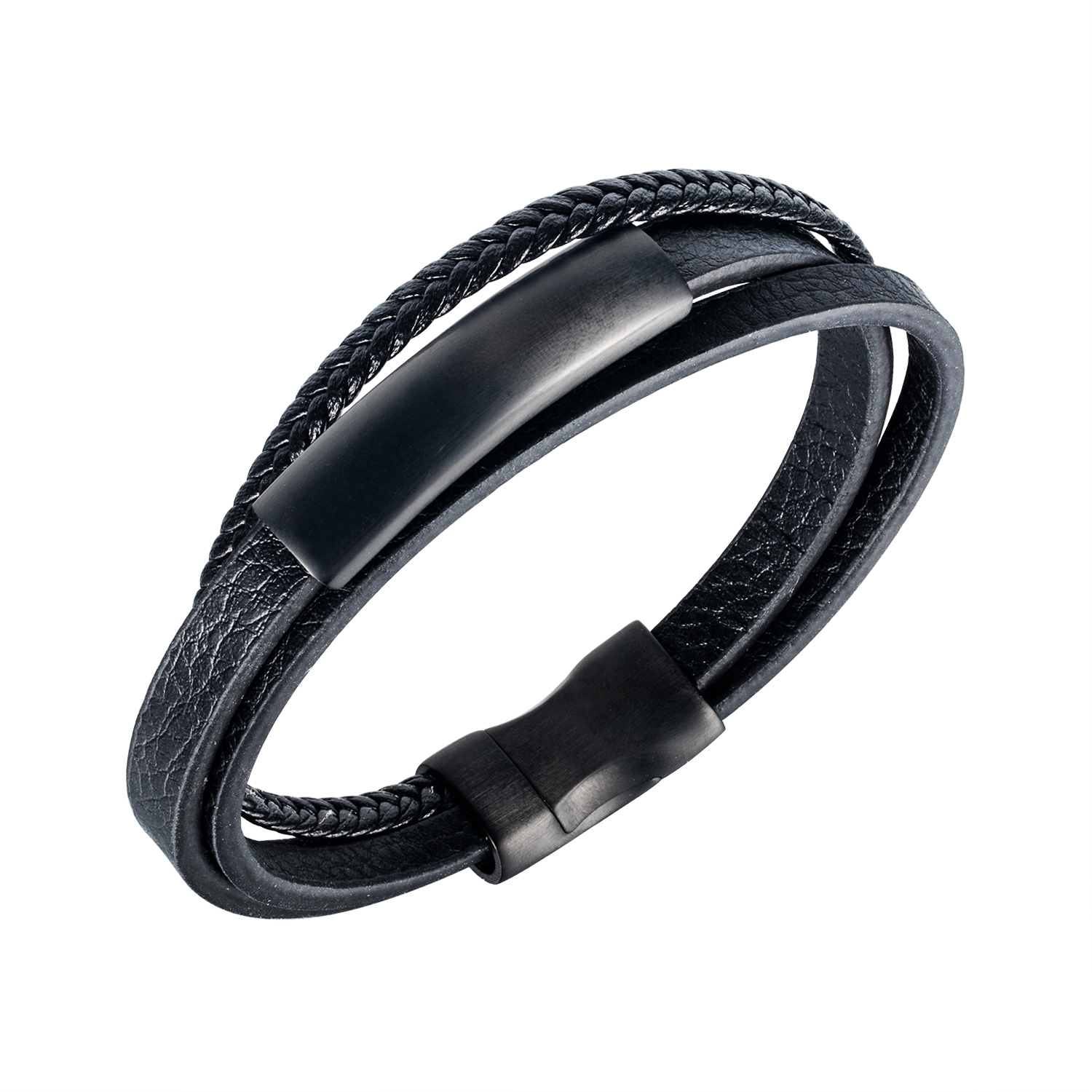 Cyue-pulsera de cuero trenzada multicapa para homb... – Grandado