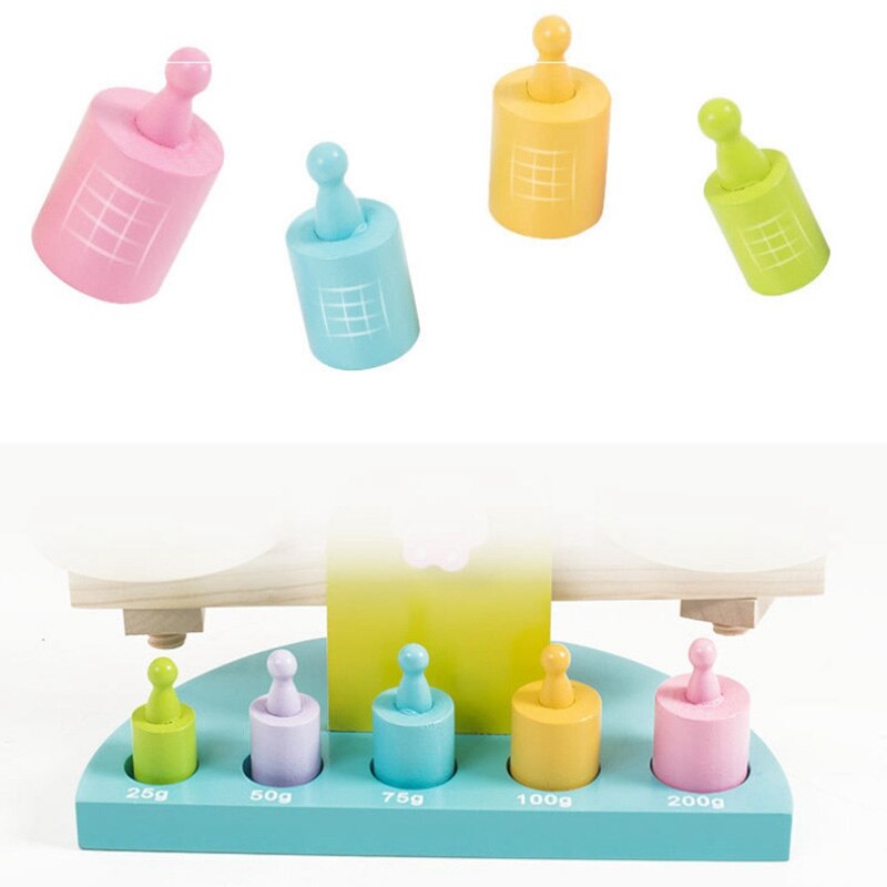 Wooden Balance Scale Toy with Weights for Kids Ear... – Vicedeal