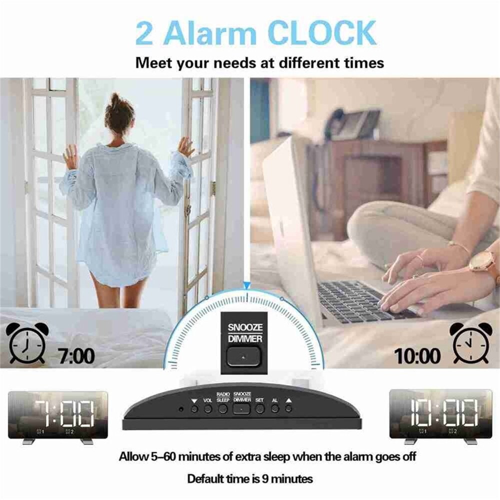 Digital LED Alarm Clock Mirror Multifunction Snooz... – Grandado