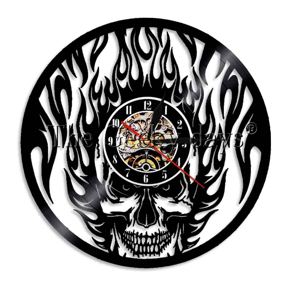 1Piece Black Fire Skull Wall Clock Cranium Horror ... – Grandado