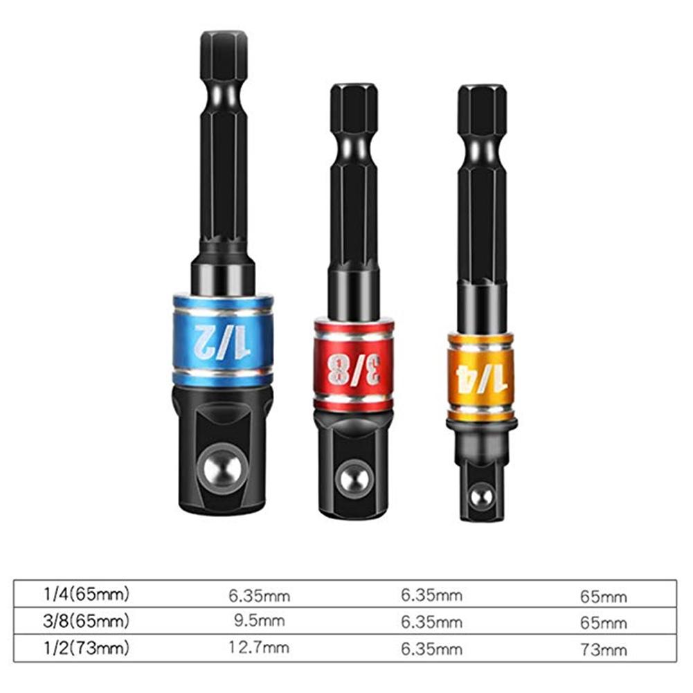3PCS Socket Adapter with Aluminum Ring 1/2 3/8 1/4... – Grandado