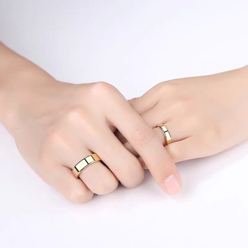 de lujo 18K oro boda anillos de Simple par de Alia... – Vicedeal