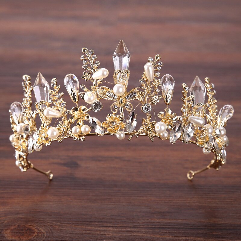 Boda mujeres Shell perla cristal Rhinestone corona... – Grandado