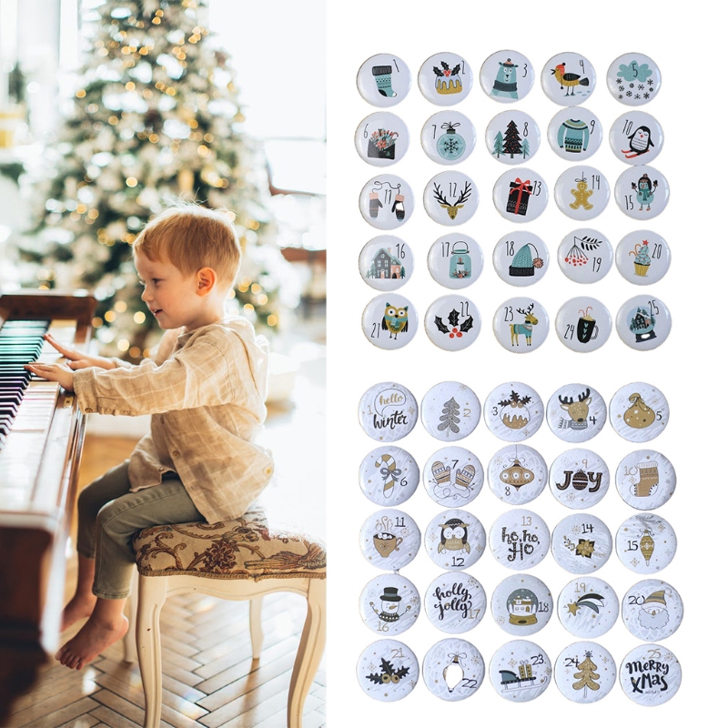 24Pcs Merry Christmas Button Pins Advent Calendars... – Vicedeal