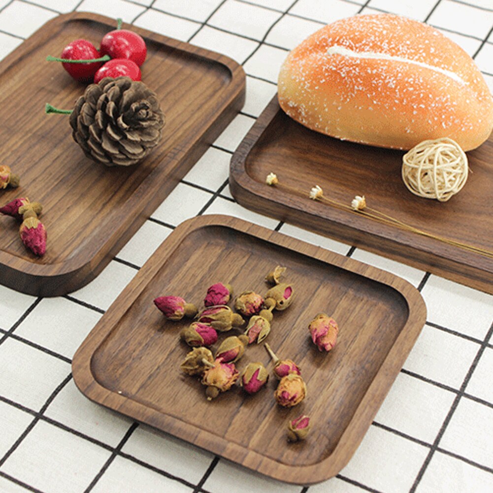 Round Square Rectangle Food Snack Wood Tray Insula... – Grandado