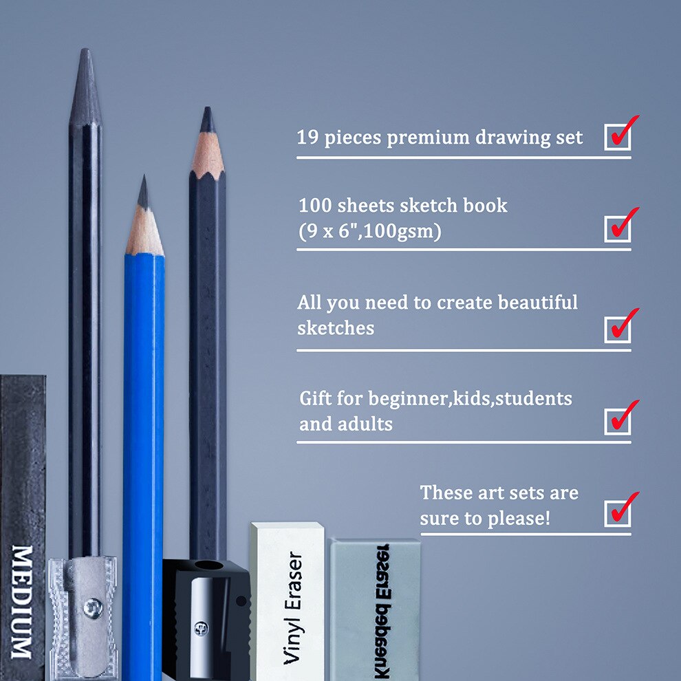 60Pcs/Set Sketch Pencil Wooden Box Sketch Tools Ch... – Grandado