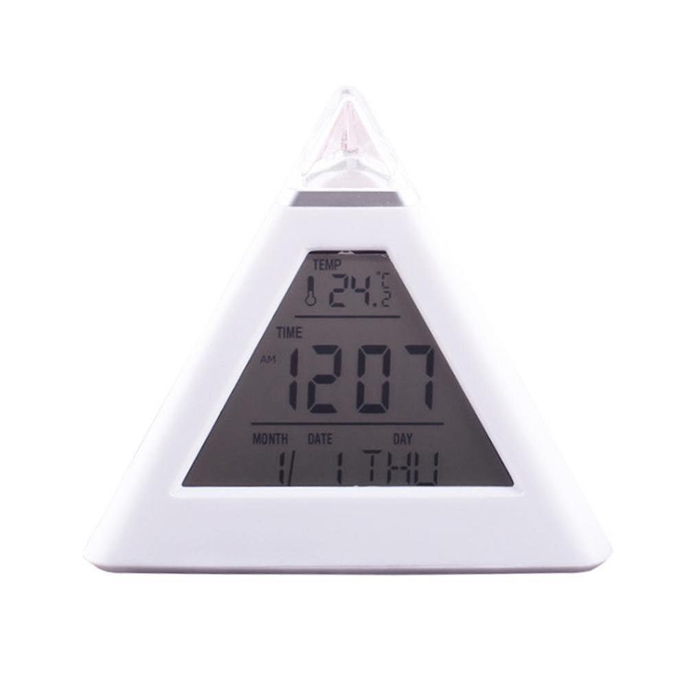 Colorful Pyramid LCD Alarm Clock Night Light Therm... – Grandado