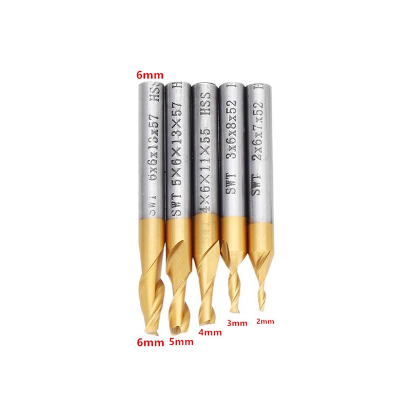 5Pcs 2 Fluit Frees Hss Titanium Coated 6Mm Shank 2... – Vicedeal
