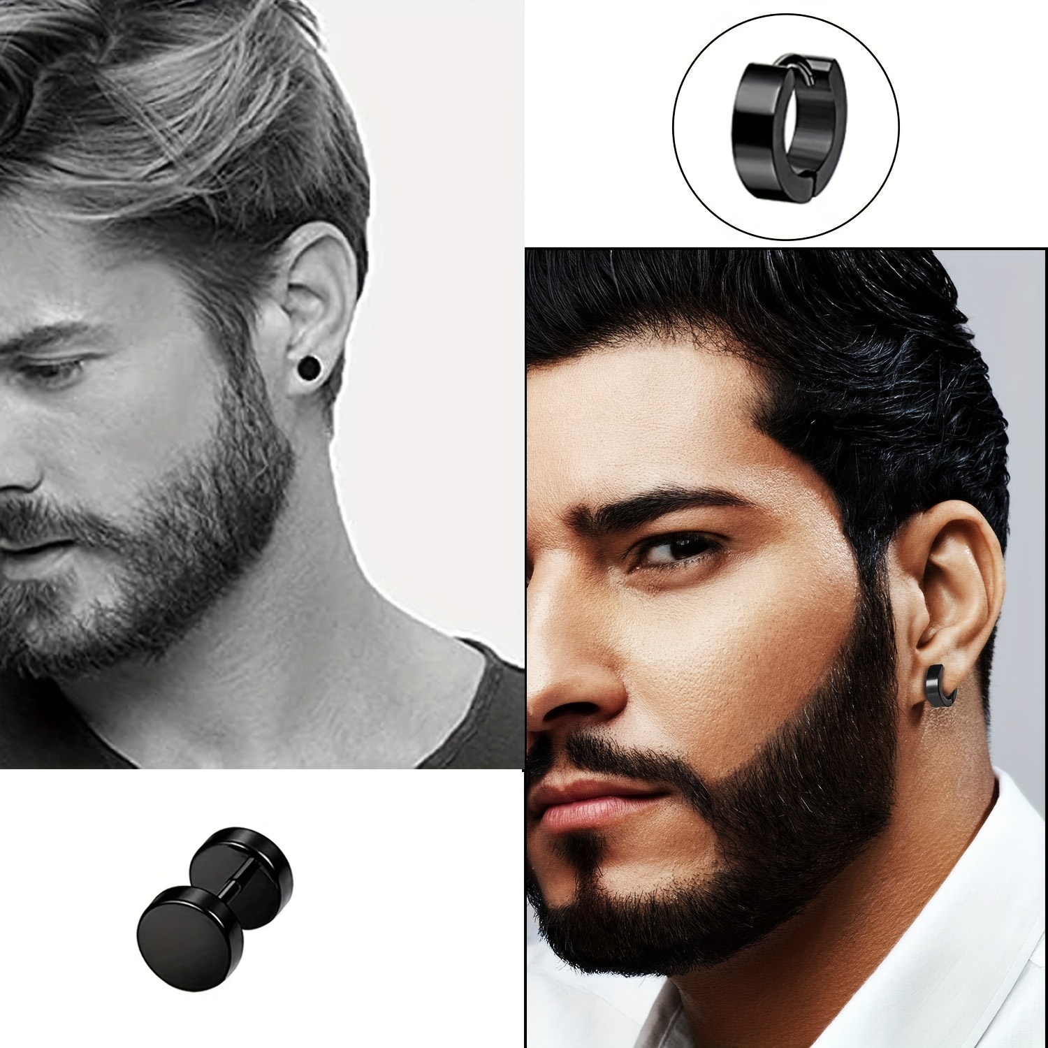 4-14 Pairs Earrings For Men, Black Earrings Mens E... – Vicedeal
